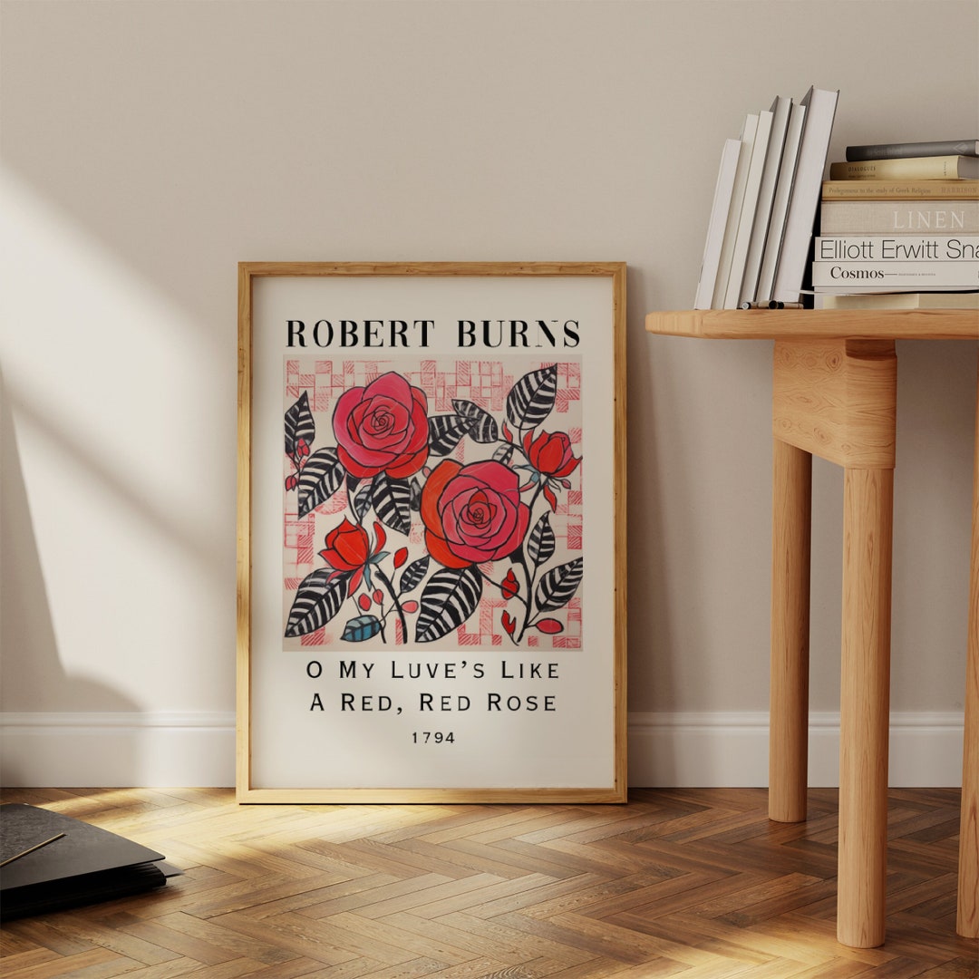 Robert Burns Wall Art Red Red Rose Poem Scottish Art Prints - Etsy