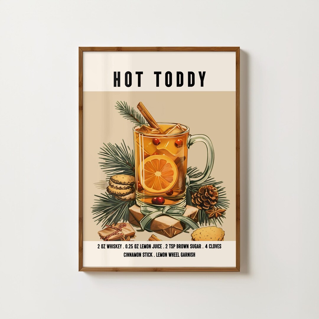 Hot Toddy Print Kitchen Christmas Decor Hot Toddy Recipe Poster ...