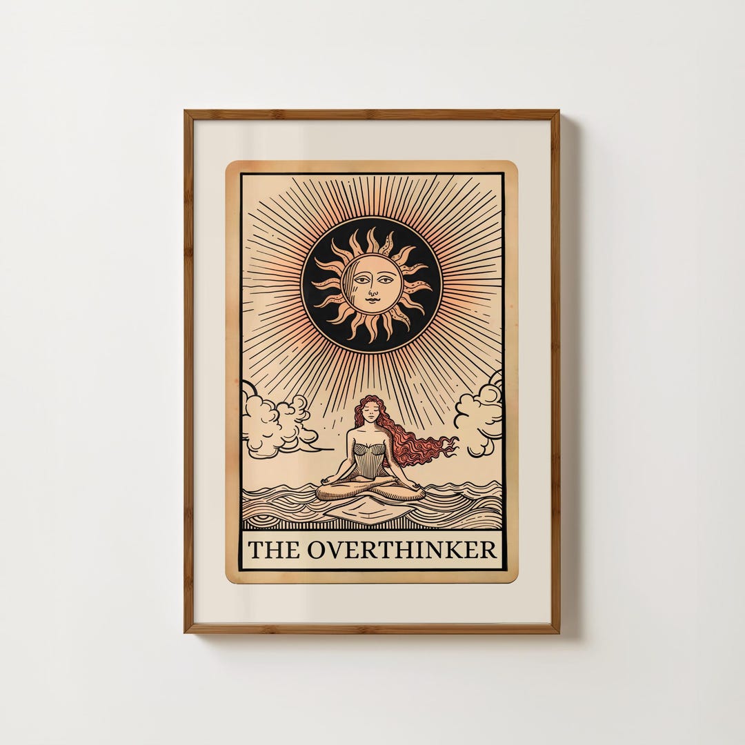 Overthinker Tarot Card Print Funny Tarot Card Poster Boho Bedroom ...