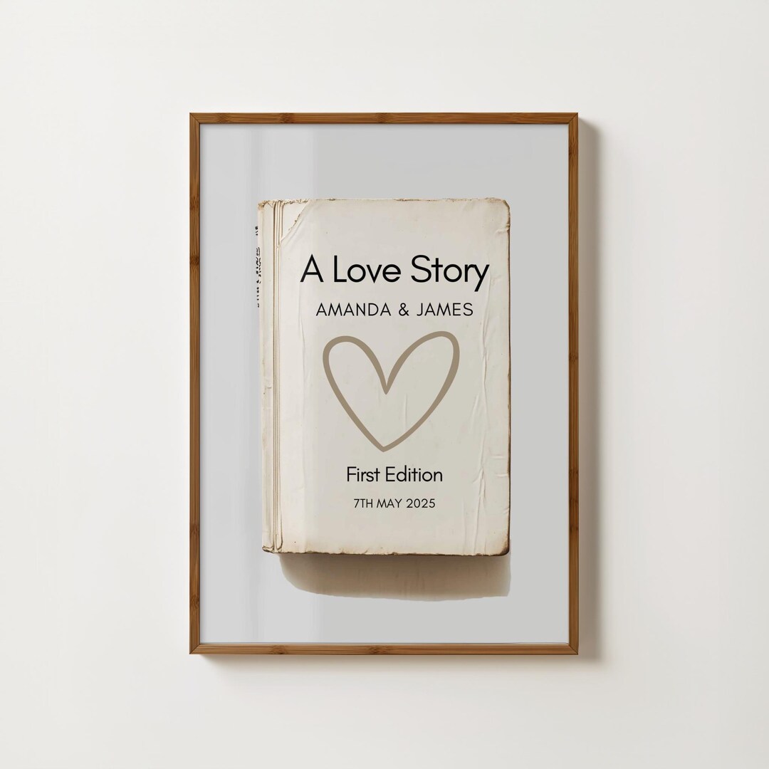 Personalised Book Cover Print Custom Book Print Anniversary Couples ...