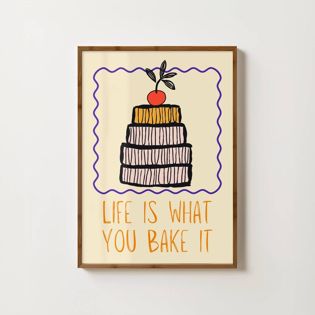 Baking Print Funny Kitchen Poster Cake Prints Colorful Kitchen Prints ...