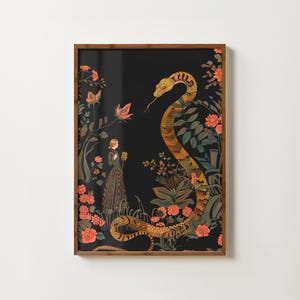 Jungle Snake Print Floral Snake Painting Reptile Prints Python ...