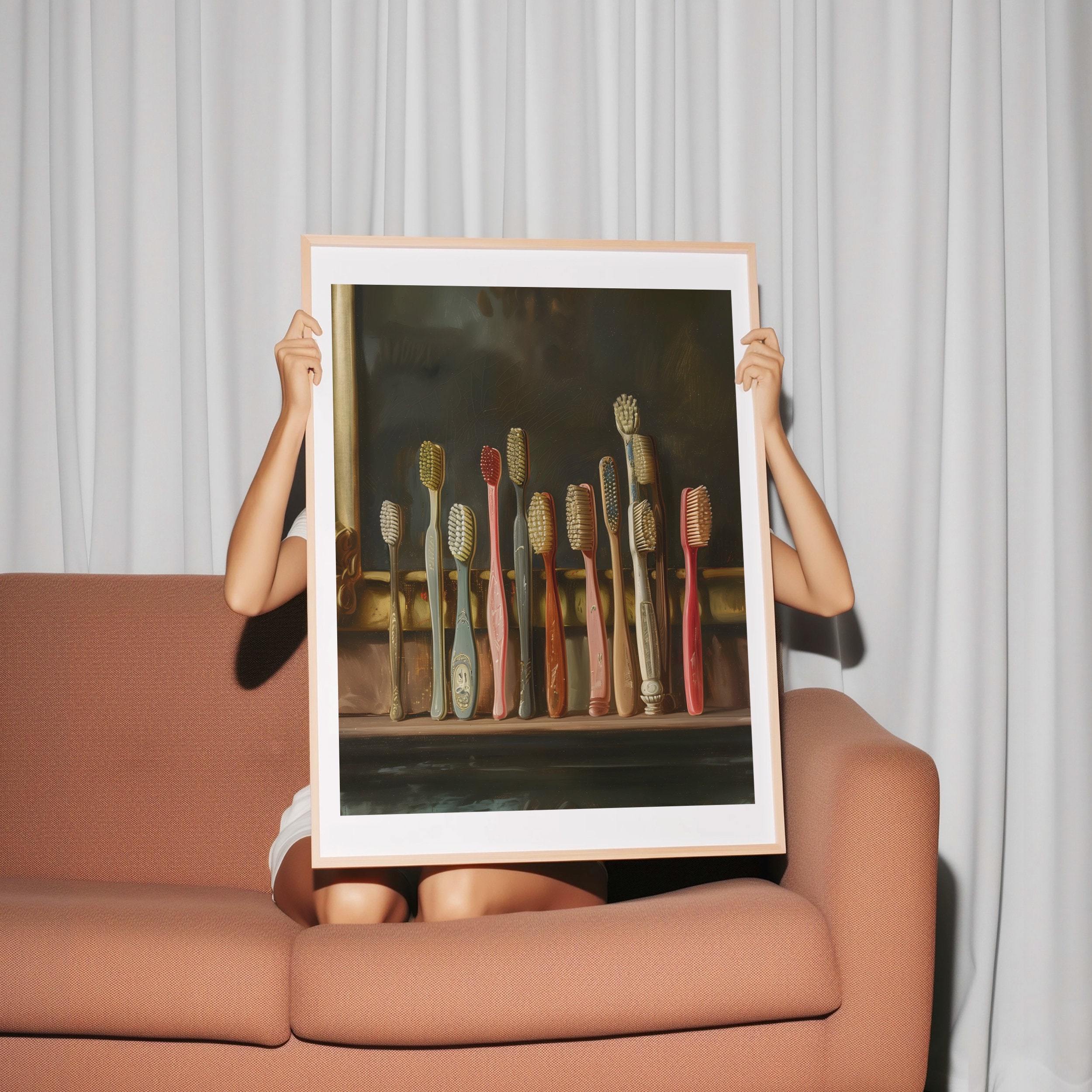 Vintage Toothbrush Print Bathroom Art Funny Bathroom Wall Print Antique ...