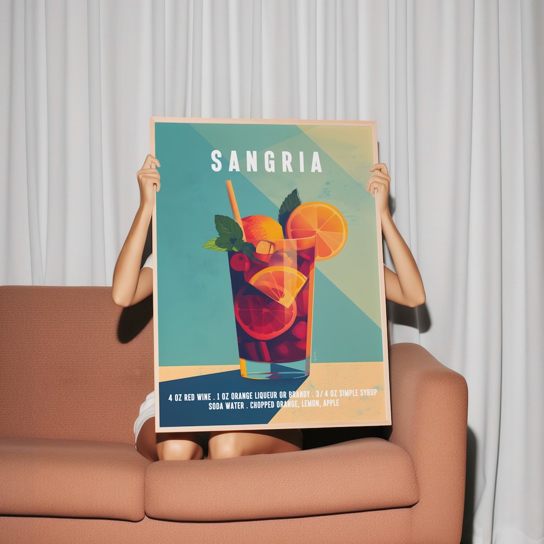 Sangria Print Bar Cart Decor Sangria Poster Kitchen Wall Art Sangria ...