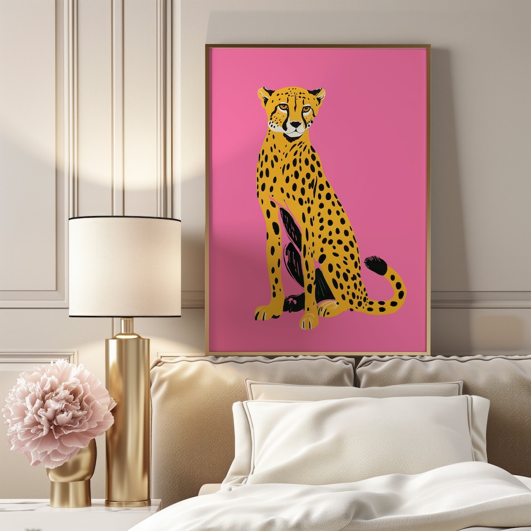 Pink Cheetah Print Trendy Cheetah Wall Art Preppy Leopard Poster ...