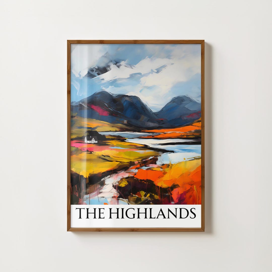 Scottish Highlands Art Print, Scotland Travel Poster, Scottish ...