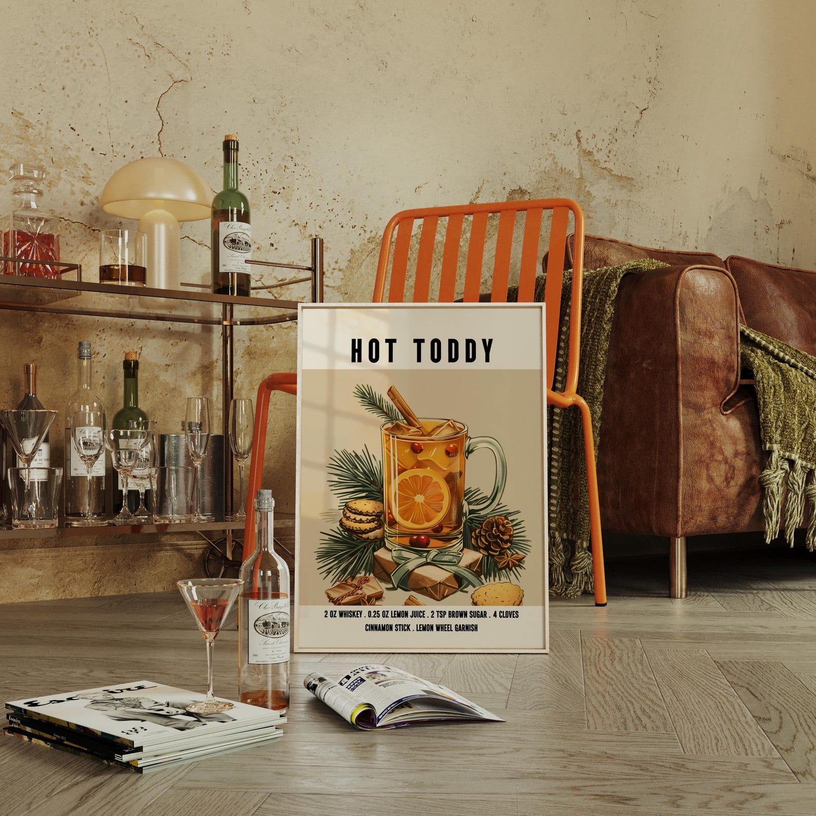 Hot Toddy Print Kitchen Christmas Decor Hot Toddy Recipe Poster ...