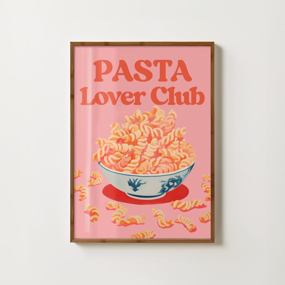Pasta Lover Club Print Italian Food Print Spaghetti Wall Art Retro ...