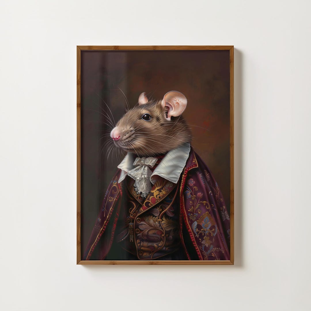 Vintage Rat Print Victorian Rat Painting Funny Animal Portrait Rat King ...