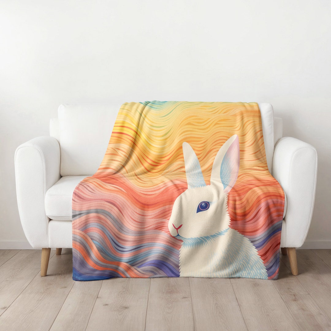 Bunny Rabbit Blanket Rabbit Throw Rabbit Nursey Decor Rabbit Quilt ...
