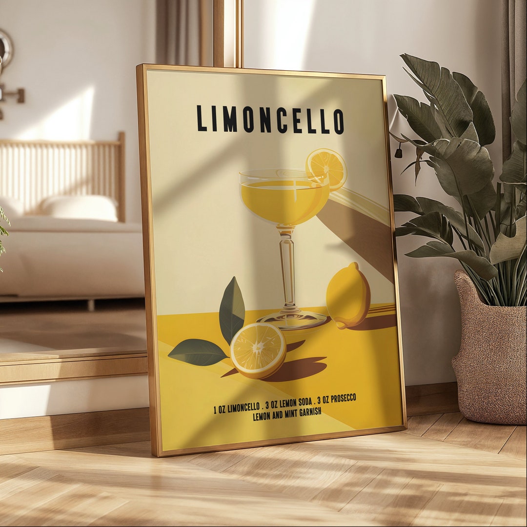 Limoncello Print Bar Cart Decor Limoncello Poster Kitchen Wall Art ...