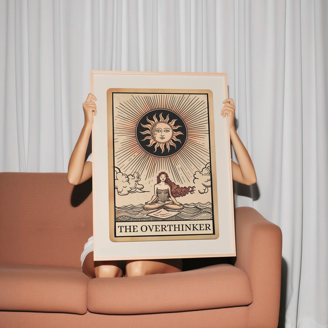 Overthinker Tarot Card Print Funny Tarot Card Poster Boho Bedroom ...