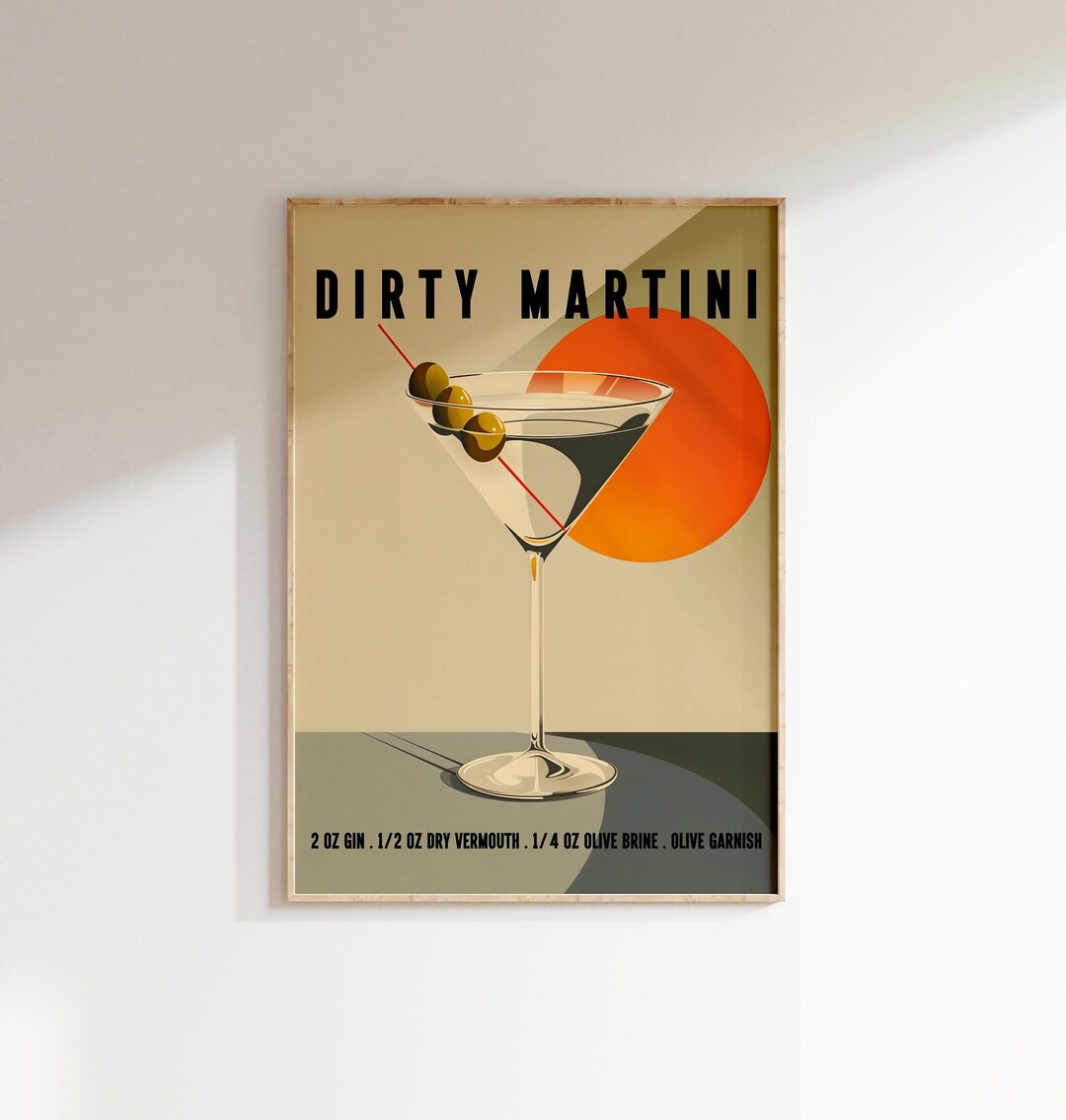 Dirty Martini Print Bar Cart Decor Dirty Martini Poster Kitchen Wall ...