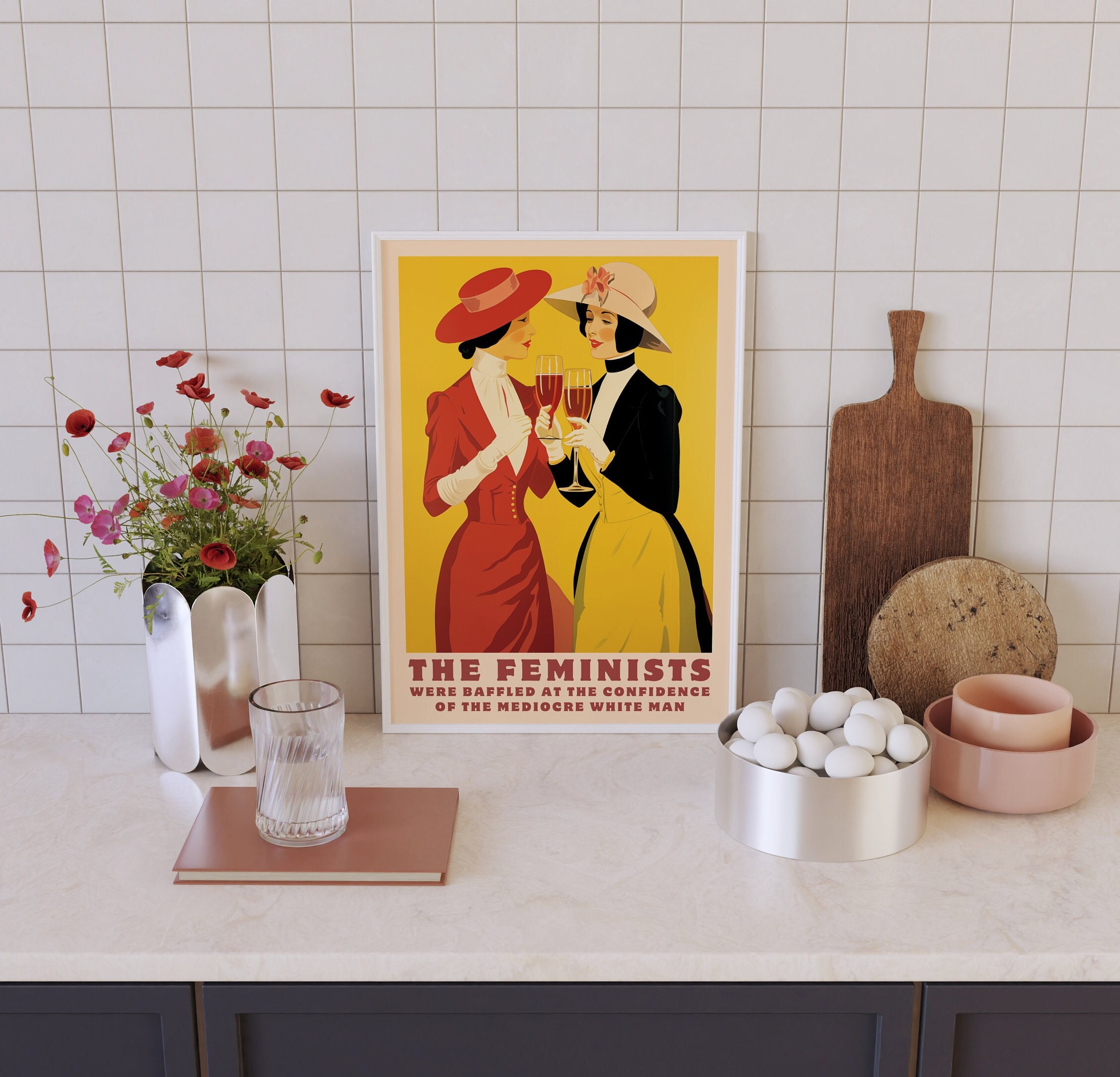 The Feminists Print Feminism Wall Art Funny Feminist Gift Yellow Wall ...