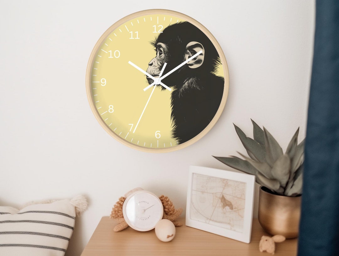 Trendy Monkey Wall Clock Modern Animal Clock Monkey Decor Jungle Print ...