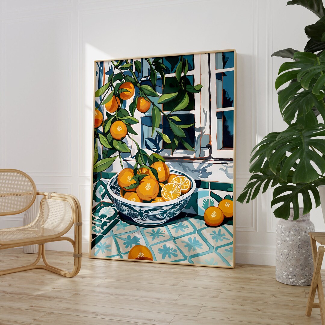 Bowl of Oranges Print Fruit Poster Citrus Print Mediterranean Art ...