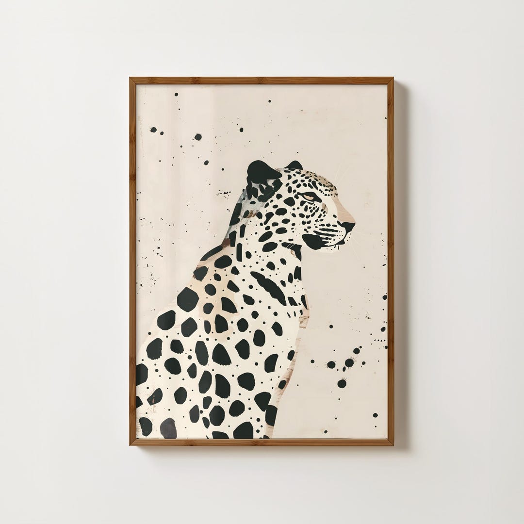 Minimal Cheetah Print Eclectic Cheetah Wall Art Preppy Leopard Poster ...
