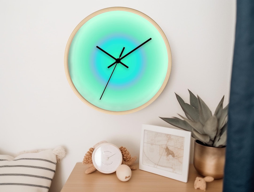 Green Aura Clock Neon Wall Clock Trendy Bedroom Decor Spiritual Aura ...