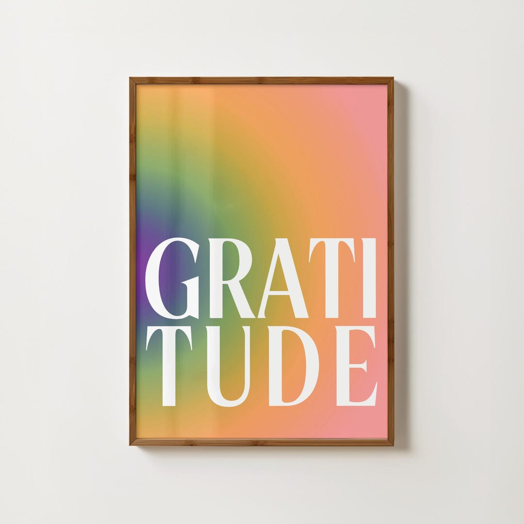 Gratitude Gradient Print 7 Chakra Wall Art Spiritual Prints Aura Poster ...