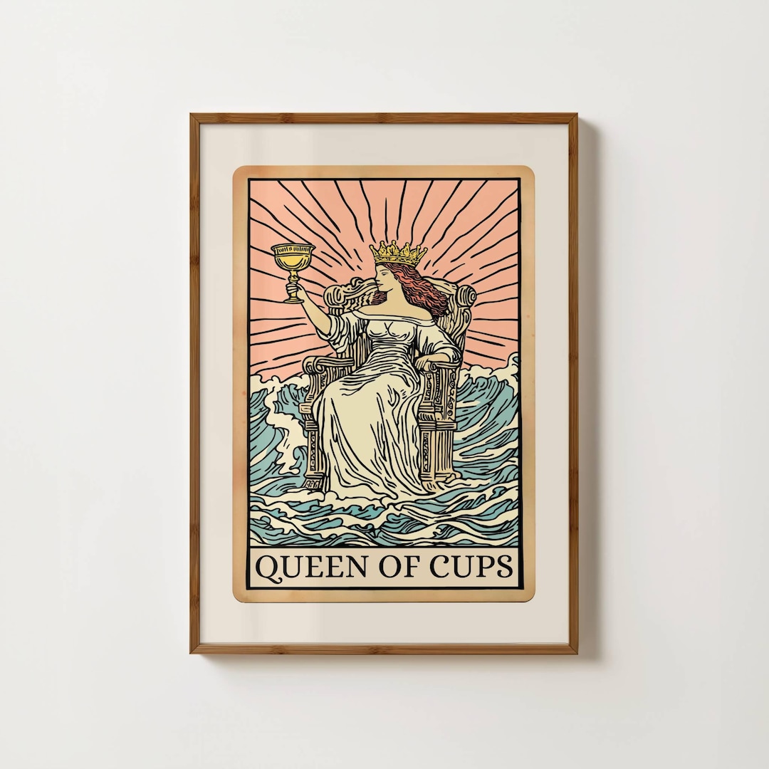 Queen of Cups Tarot Card Print Spiritual Art Mystical Wall Art Divine ...