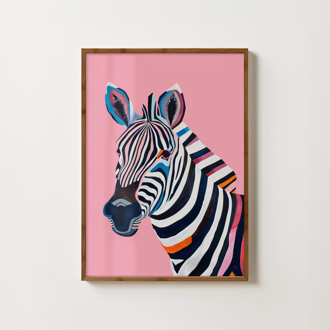 Pink Zebra Print Zebra Wall Art Animal Wall Art Tropical Decor Safari ...