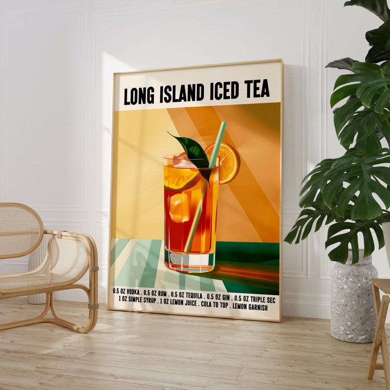 Long Island Iced Tea Print Bar Cart Decor Cocktail Art Print Long ...