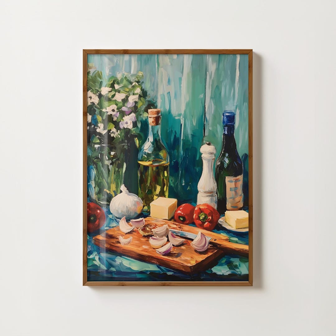 Italian Cooking Print Kitchen Wall Art Garlic Print Italian Food ...