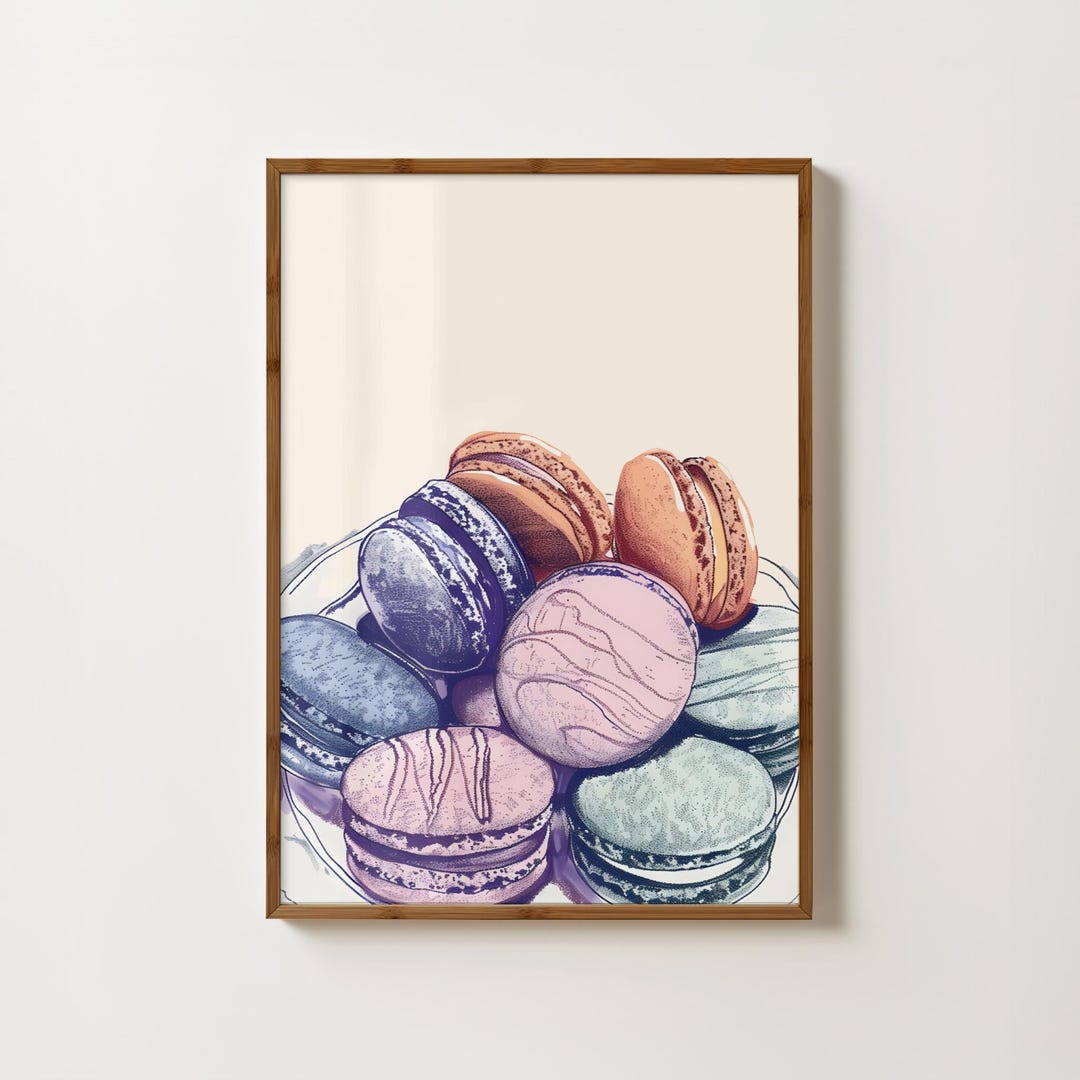 Macarons Print Patisserie Wall Art Food Print for Kitchen Macaron Poster Pastries Print Bakery ...