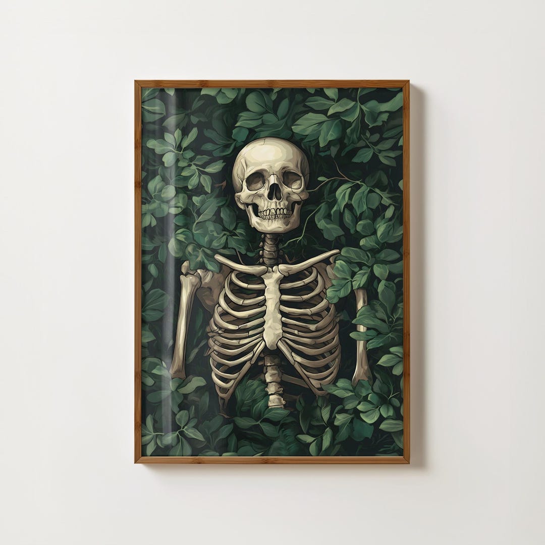 Botanical Skeleton Print Eclectic Skeleton Painting Trendy Halloween ...