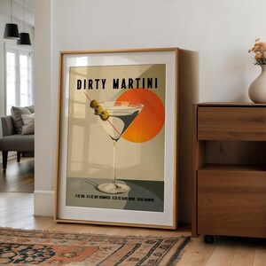Dirty Martini Print Bar Cart Decor Dirty Martini Poster Kitchen Wall ...