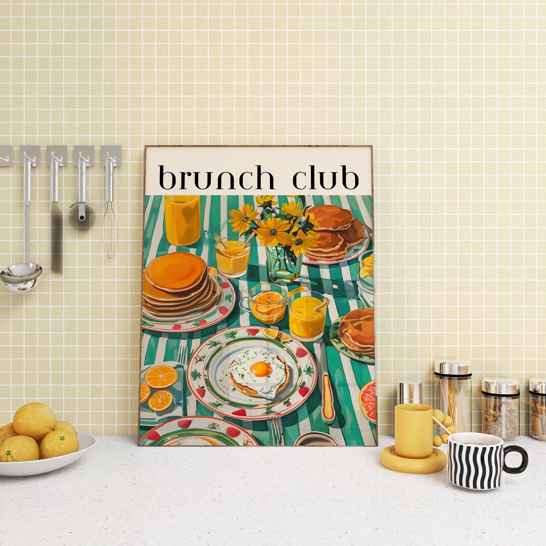 Brunch Club Print Food Print for Kitchen Breakfast Wall Art Dinner ...