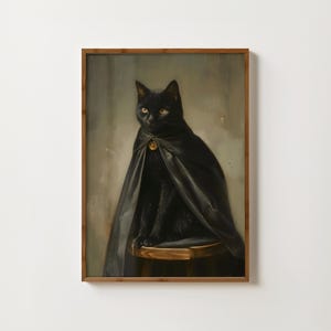 Gothic Black Cat Painting Witches Cat Print Witchy Wall Art Dark ...