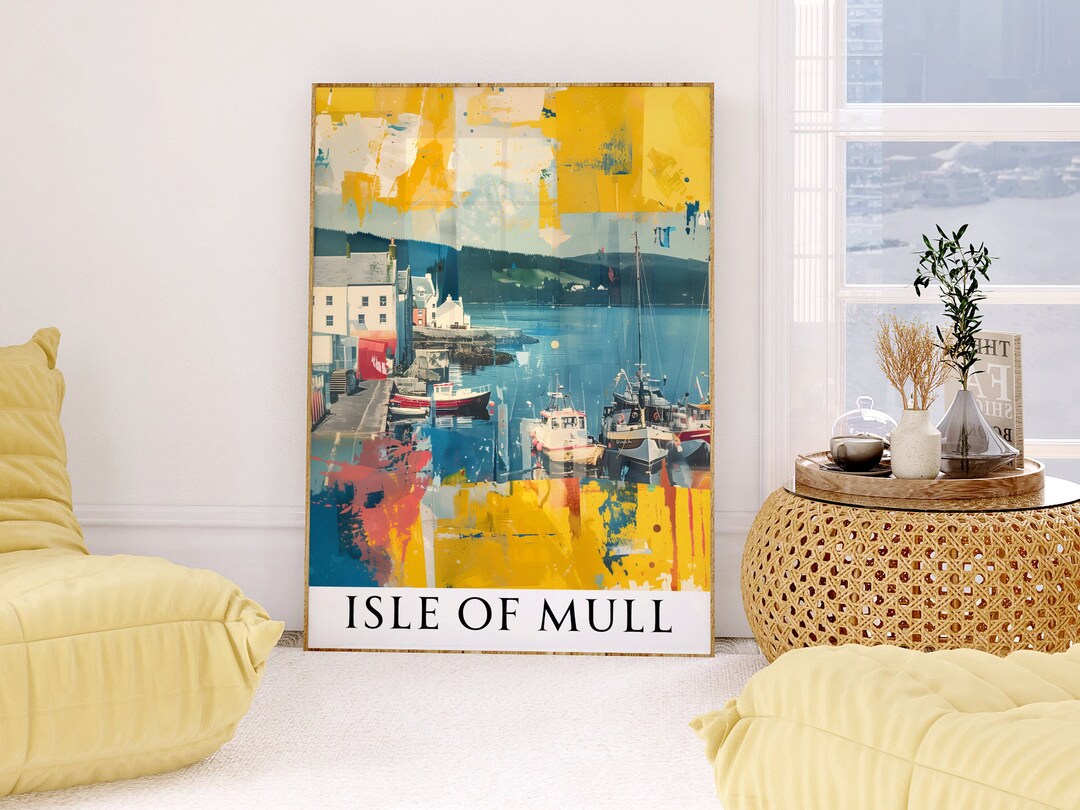 Isle of Mull Print Isle of Mull Wall Art Mull Harbour Painting Scottish ...