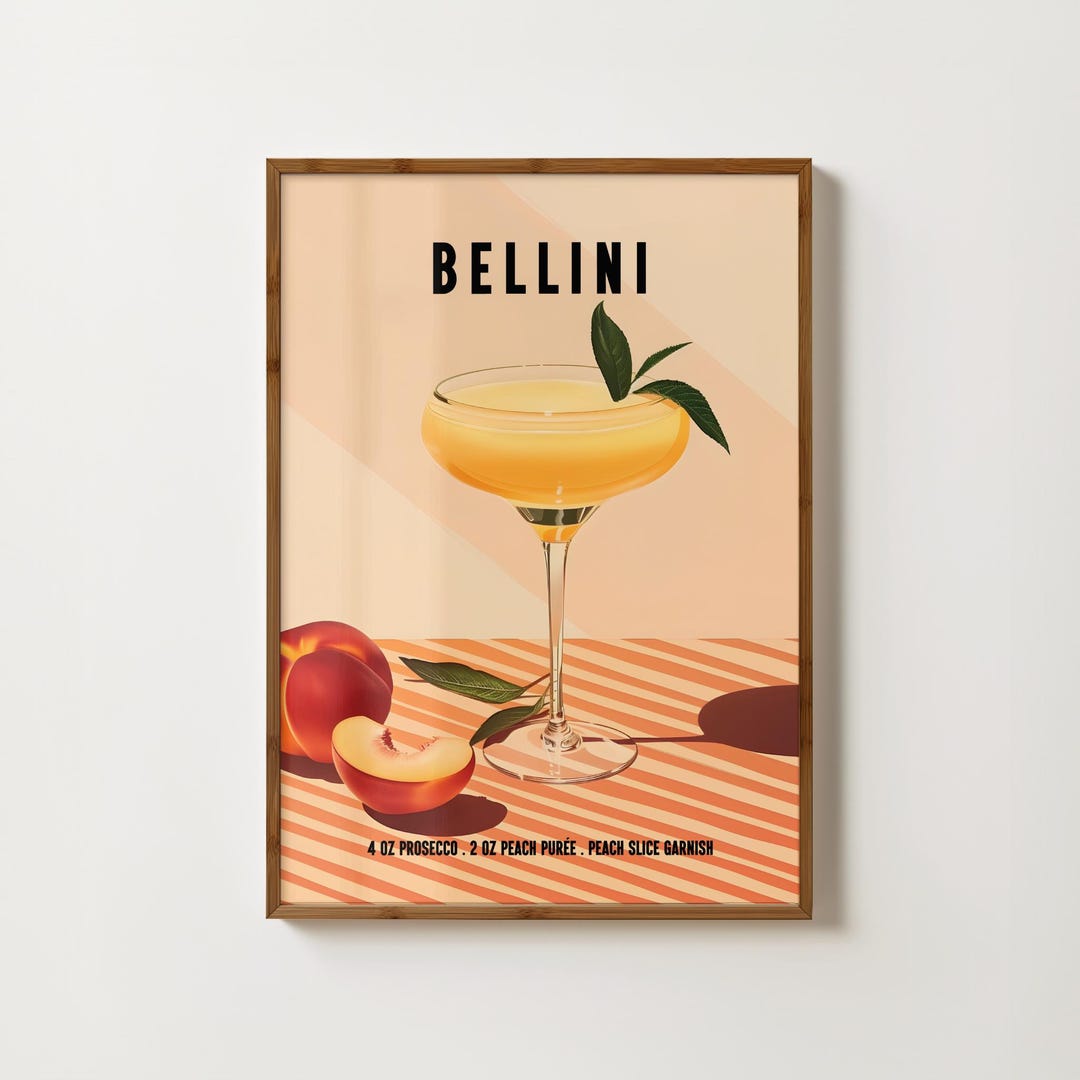 Bellini Print Cocktail Wall Art Bellini Poster Bar Cart Decor Kitchen ...