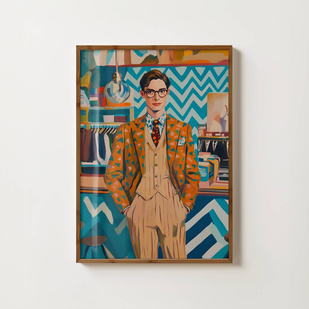 Man Portrait Print Mid Century Man Painting Mens Fashion Poster Mans ...