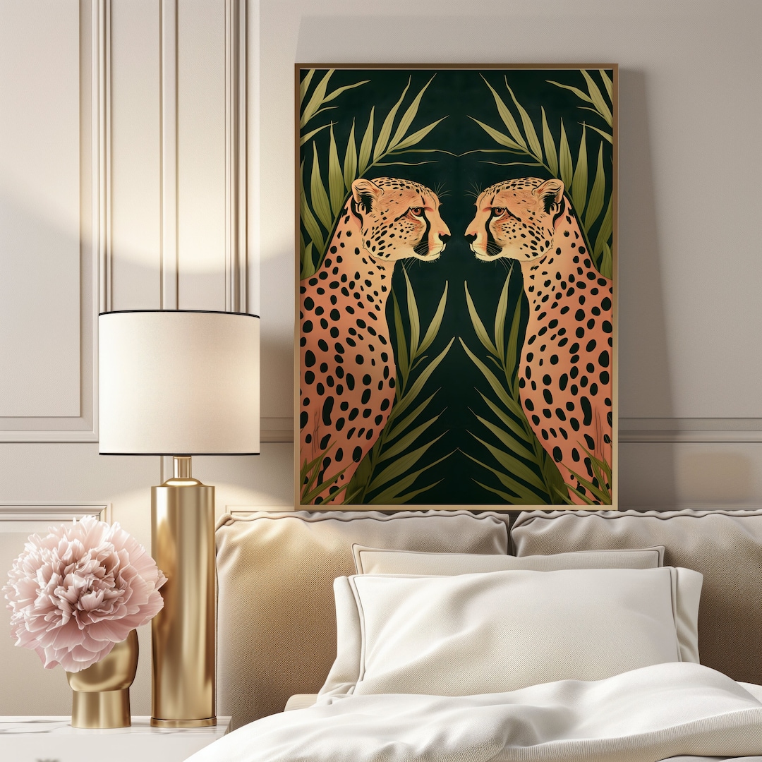Cheetah Jungle Print Eclectic Cheetah Wall Art Preppy Leopard Poster ...