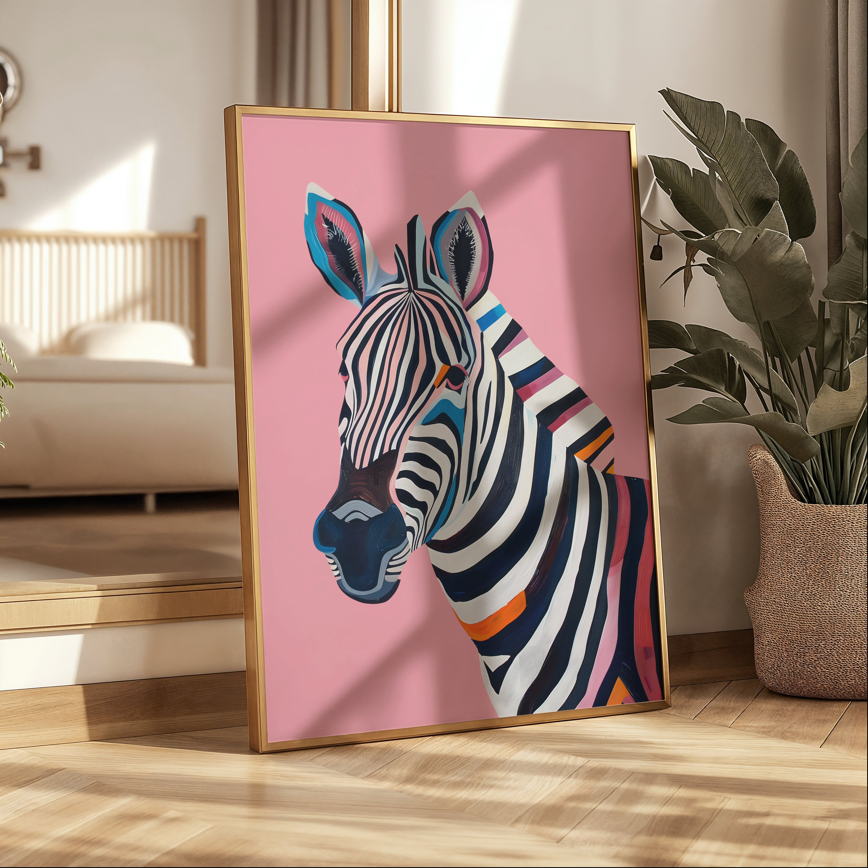 Pink Zebra Print Zebra Wall Art Animal Wall Art Tropical Decor Safari ...