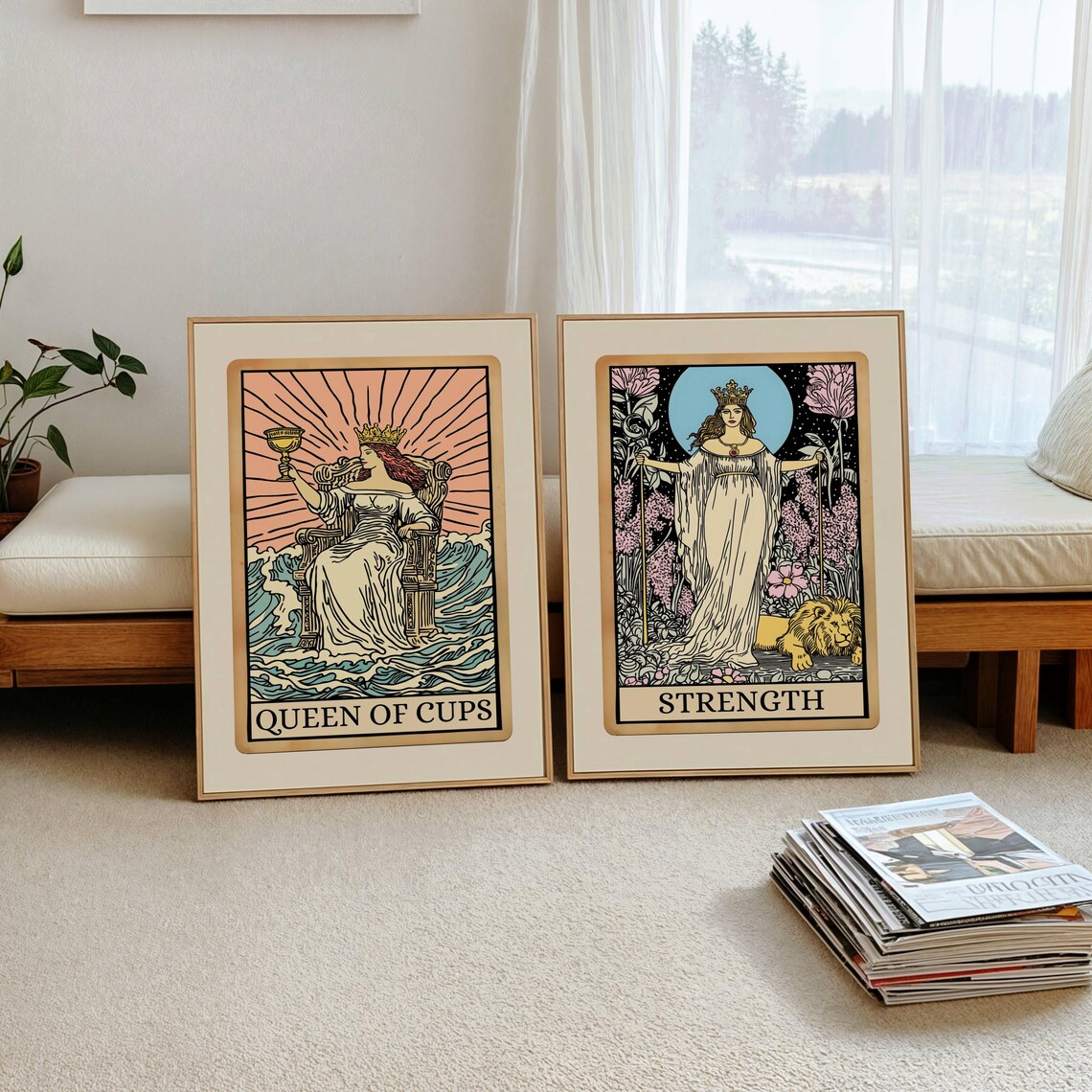 Queen of Cups Tarot Card Print Spiritual Art Mystical Wall Art Divine ...