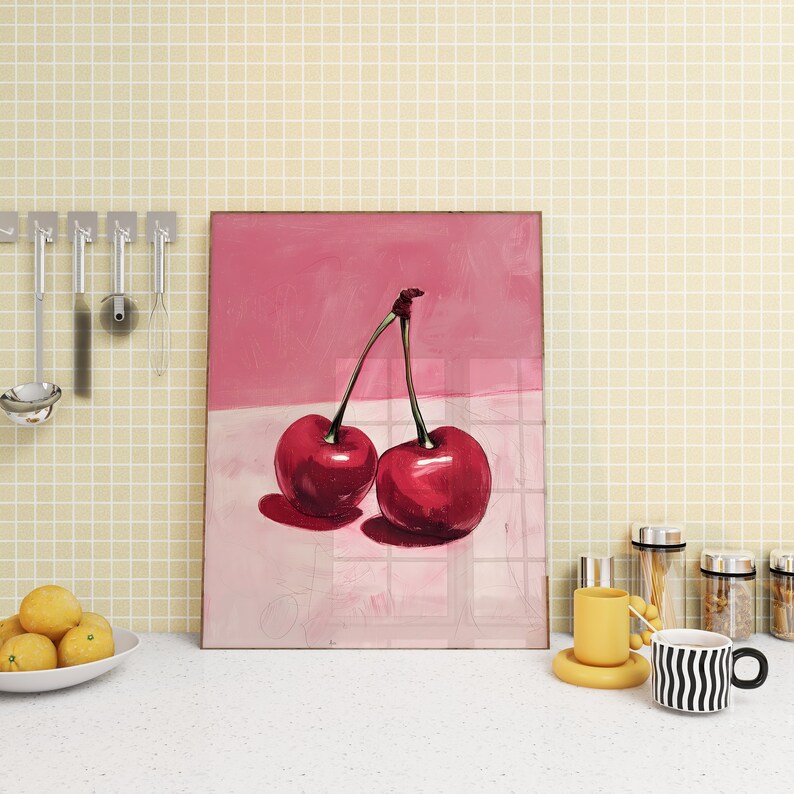 Cherry Print Cherries Wall Art Cherry Painting Fruit Market Poster ...