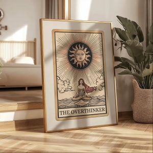 Overthinker Tarot Card Print Funny Tarot Card Poster Boho Bedroom ...