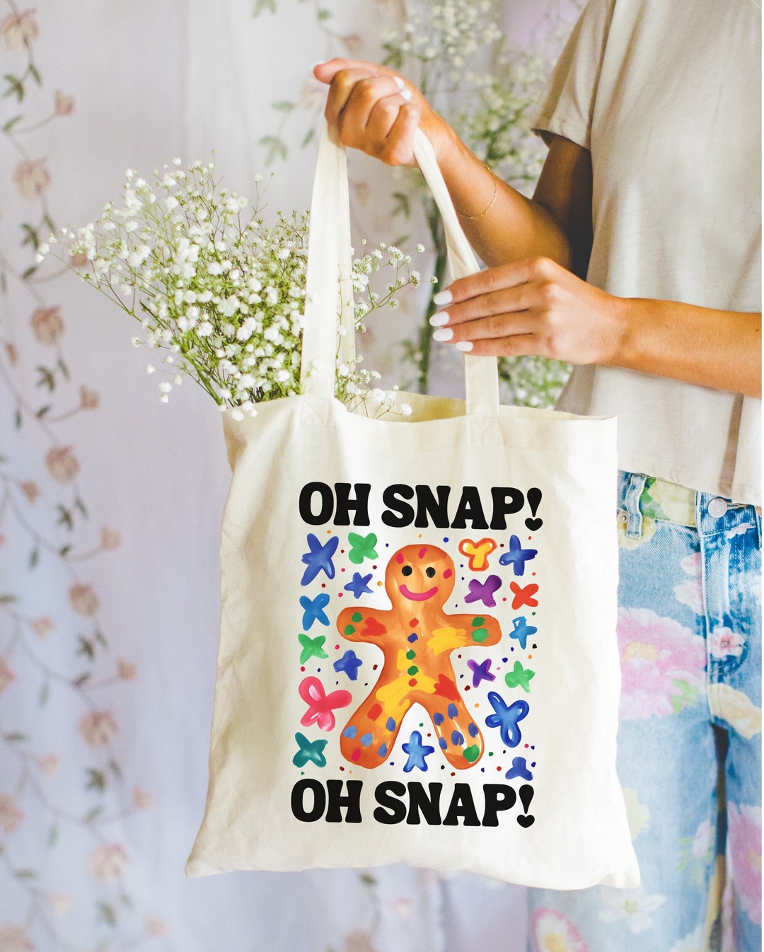 Oh Snap Gingerbread Man Tote Gingerbread Tote Cute Christmas - Etsy