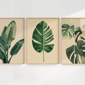Set of 6 Botanical Leaf Prints Green Plant Gallery Wall Set Tropical ...