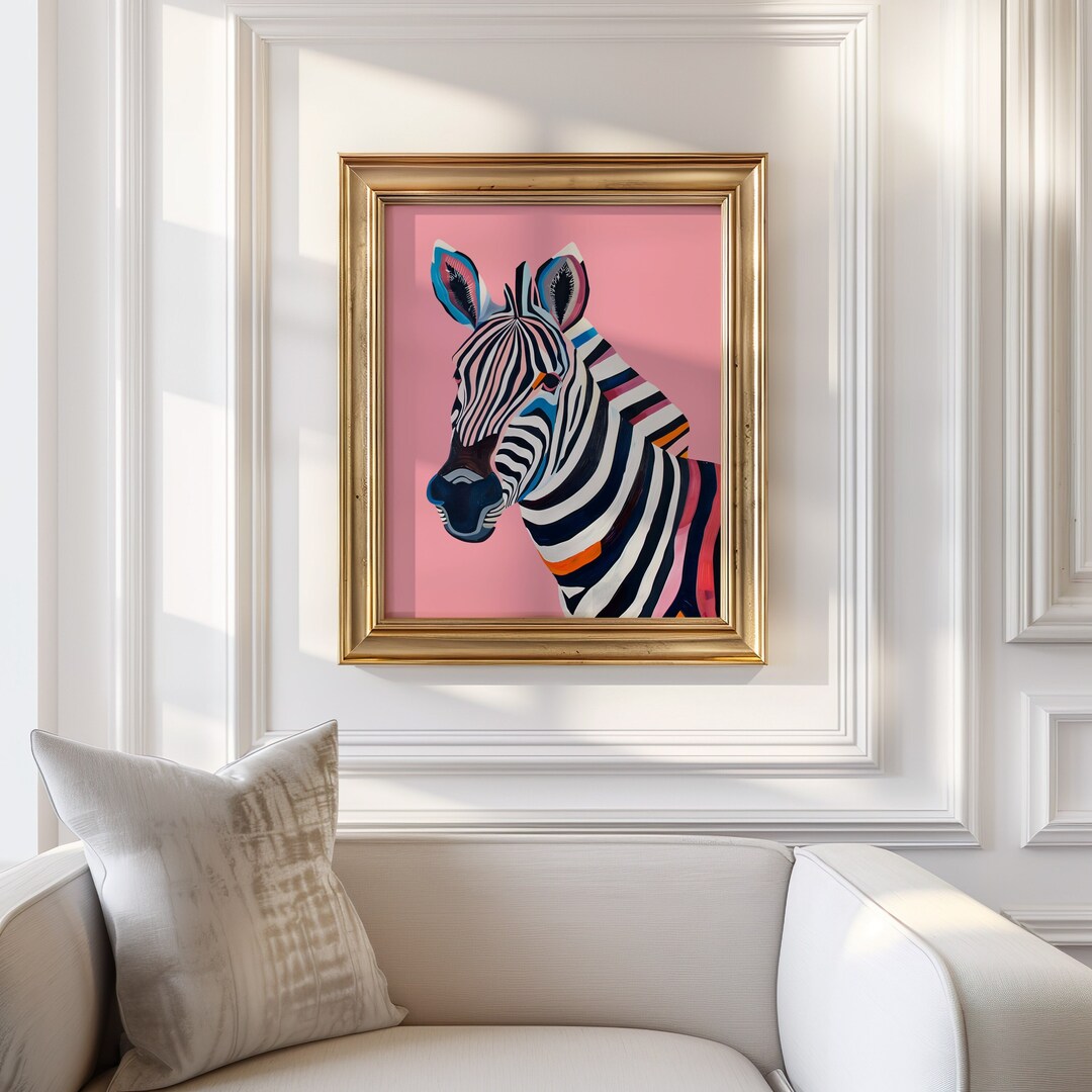 Pink Zebra Print Zebra Wall Art Animal Wall Art Tropical Decor Safari ...