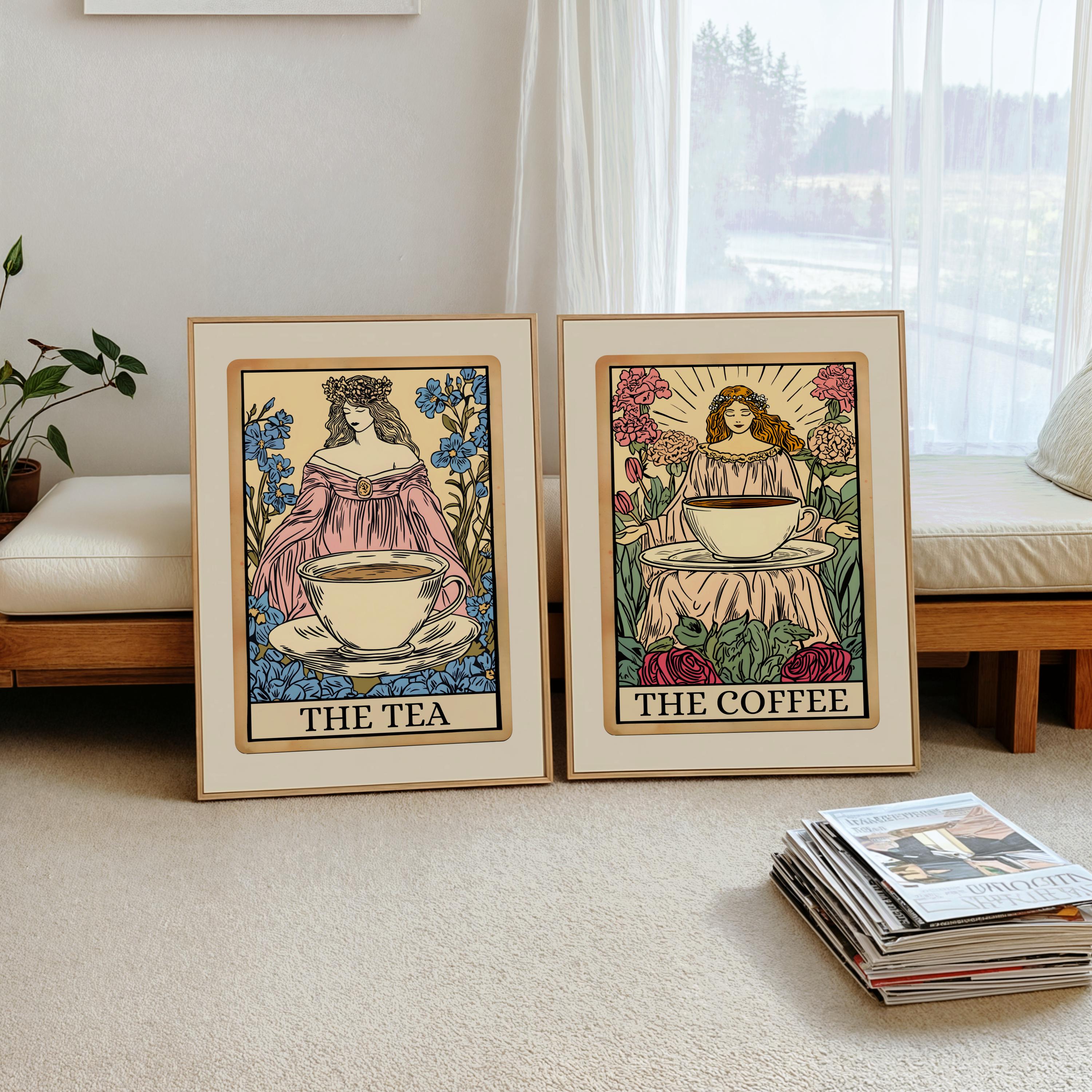 The Tea Tarot Card Print Kitchen Wall Art Coffee Tea Prints Boho ...