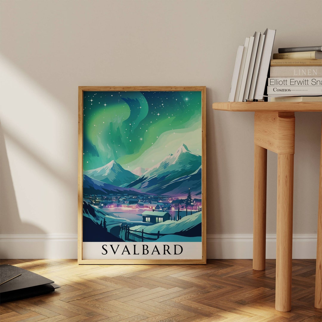 Svalbard Northern Lights Art Print Svalbard Norway Wall Art Aurora ...