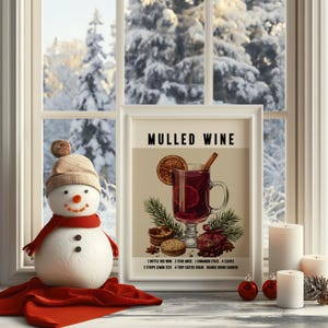 Mulled Wine Print Cocktail Wall Art Kitchen Christmas Decor Mulled Wine ...