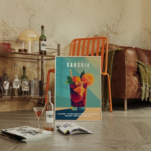 Sangria Print Bar Cart Decor Sangria Poster Kitchen Wall Art Sangria ...