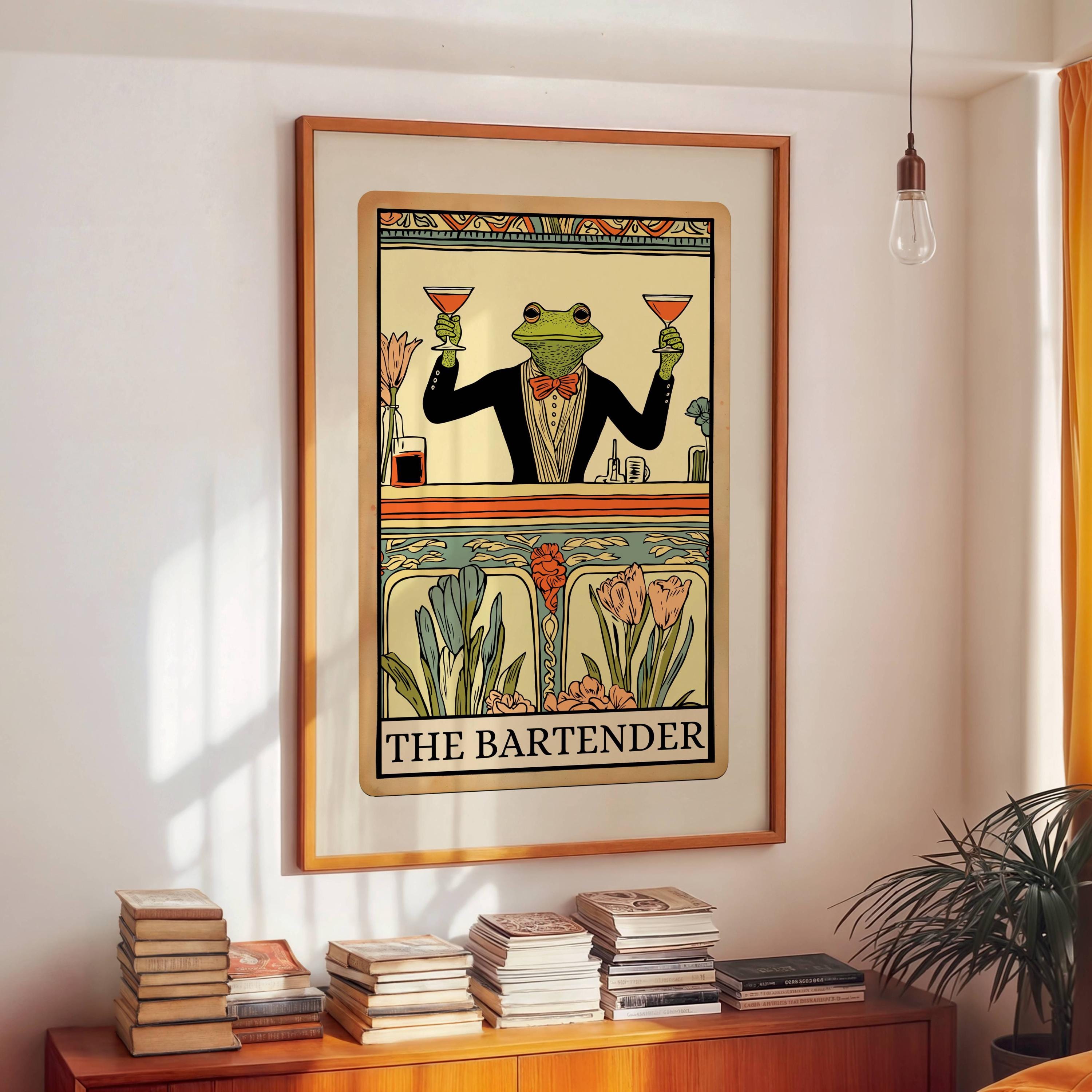 Bartender Tarot Card Print Bar Cart Art Cocktail Poster Martini Print ...