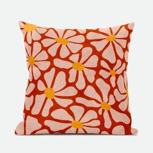 Retro Floral Aesthetic Pillow Groovy Flower Statement Pillow Daisy ...