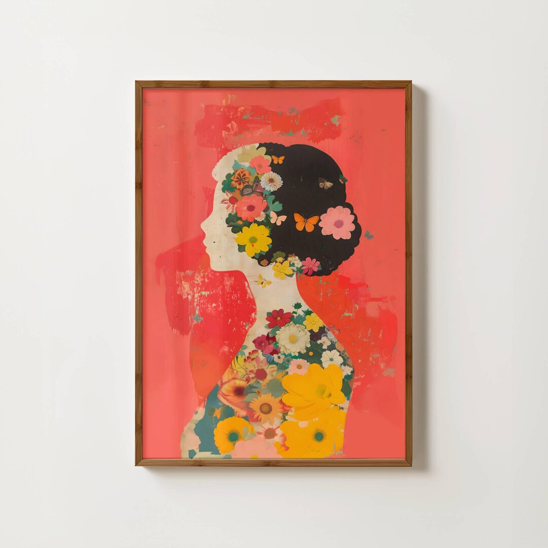 Womans Portrait Collage Print Divine Feminine Art Painting of Woman ...
